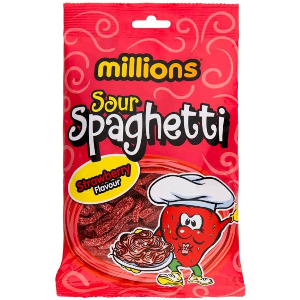 Millions Sour Spaghetti Strawberry Flavour – Rainbow Sweets Ltd